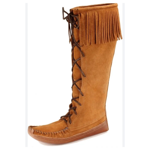 Itasca | Shoes | Itasca Nokasippi Toast Suede Tall Fringe Moccasin Tan ...
